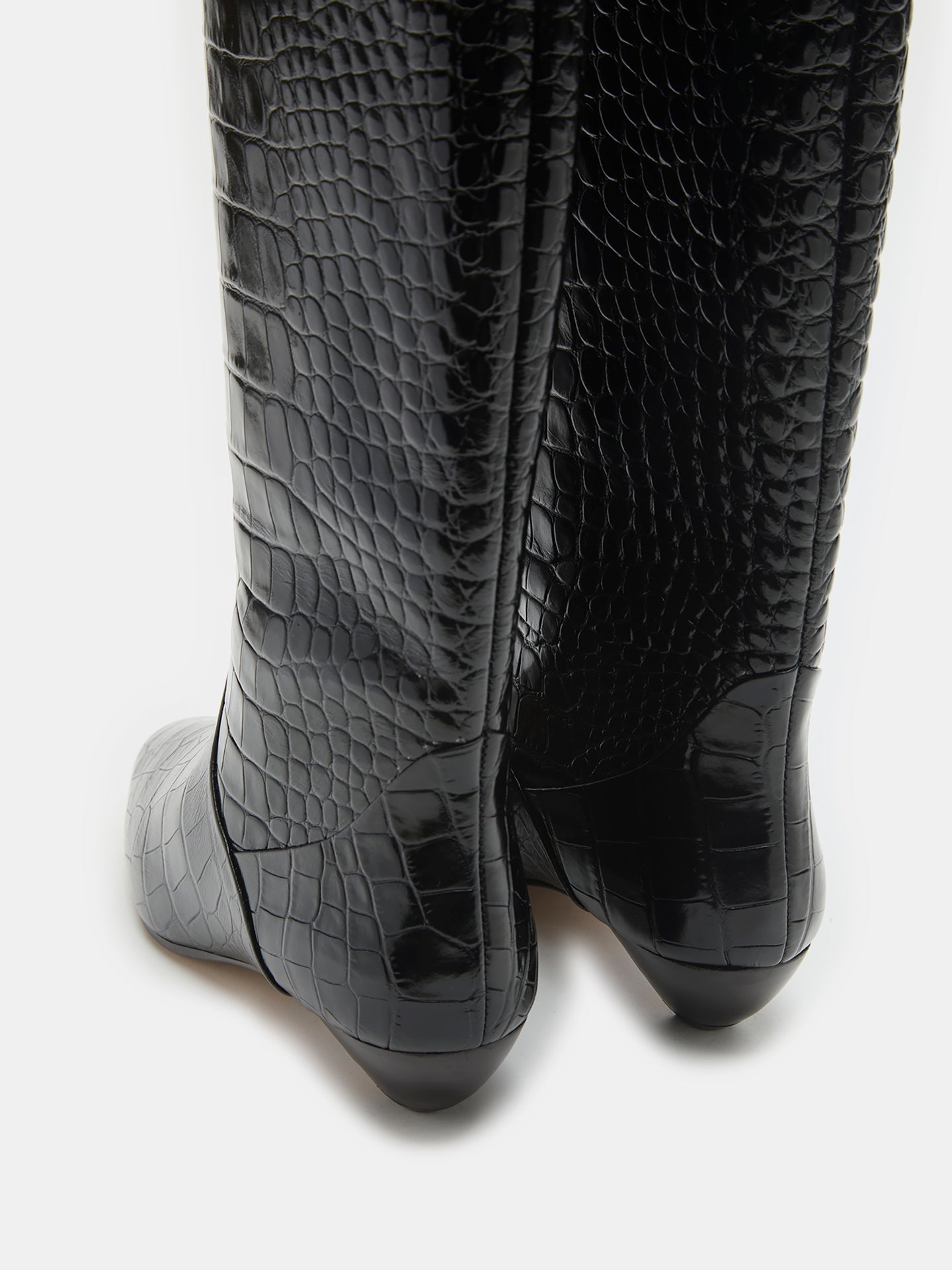 Allegra Riding Boot / Coco Black Leather Croc Effect